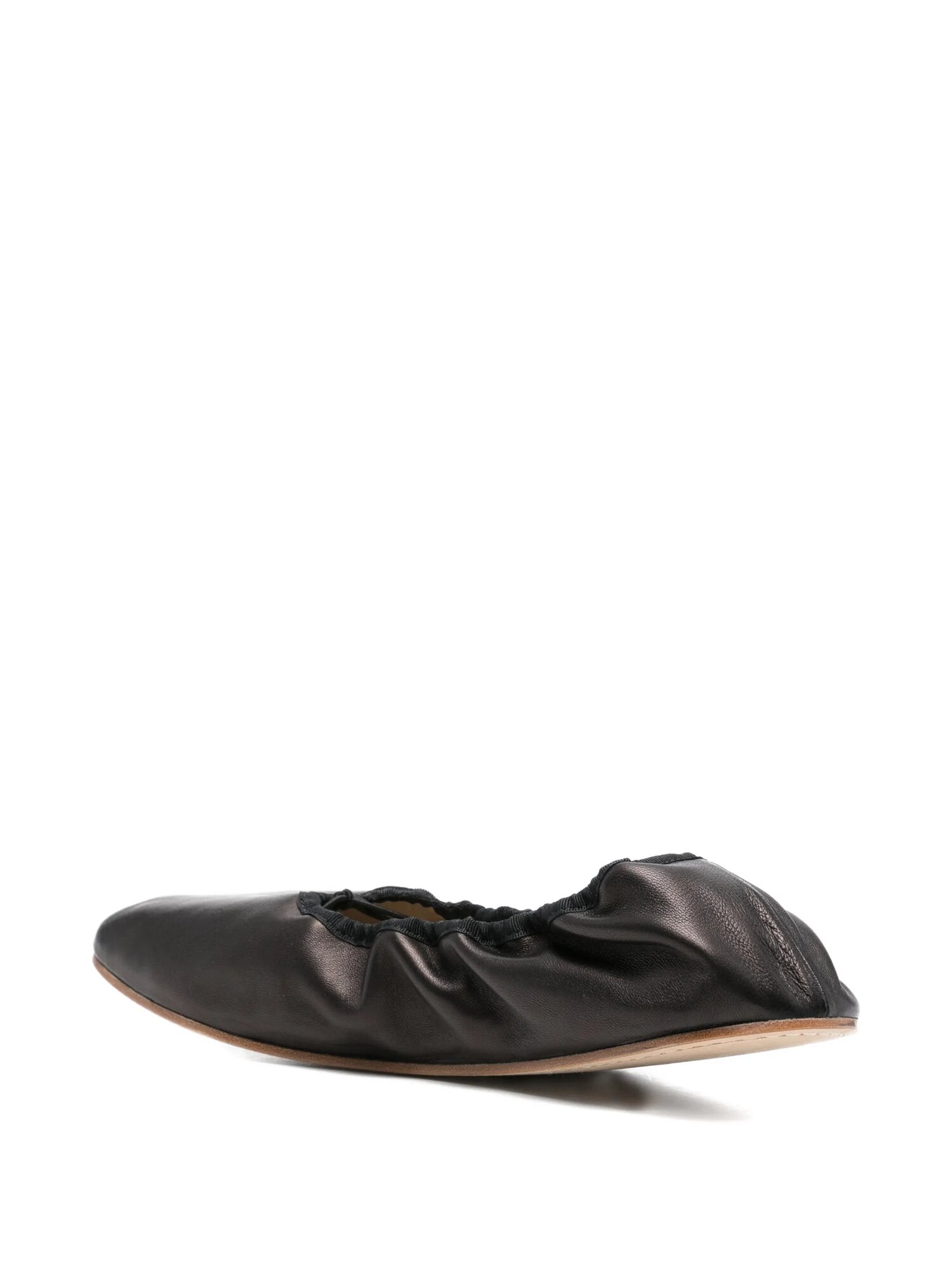Балетки THE ROW Gathered leather ballet flats, размер 41, black/black — фото 1