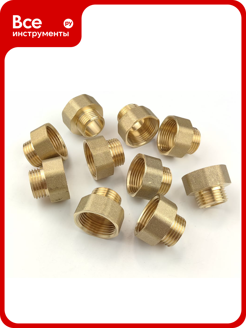 Переходник латунный Профитт ВР 3/4" х НР 1/2" - 10 шт. 9274856 профессиональный соединительная конструкция без покрытия