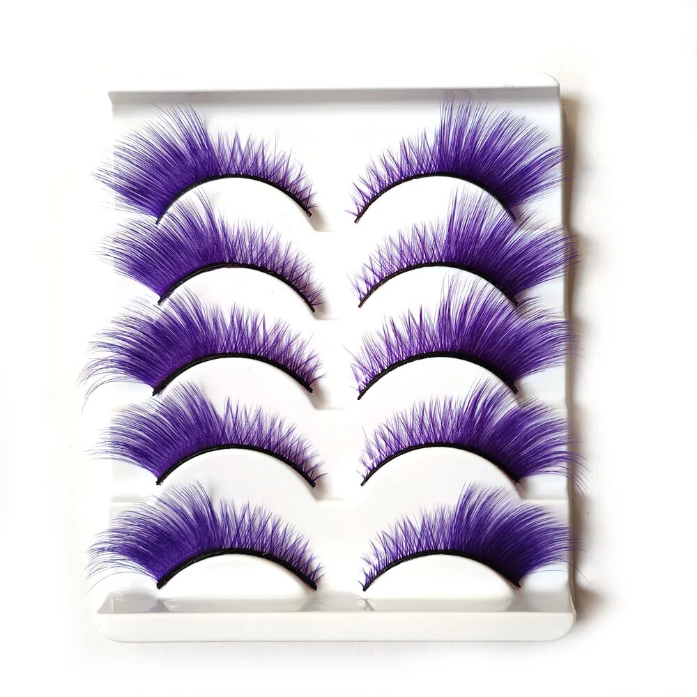 ICYCHEER 3D накладные ресницы, 5 пар, purple
