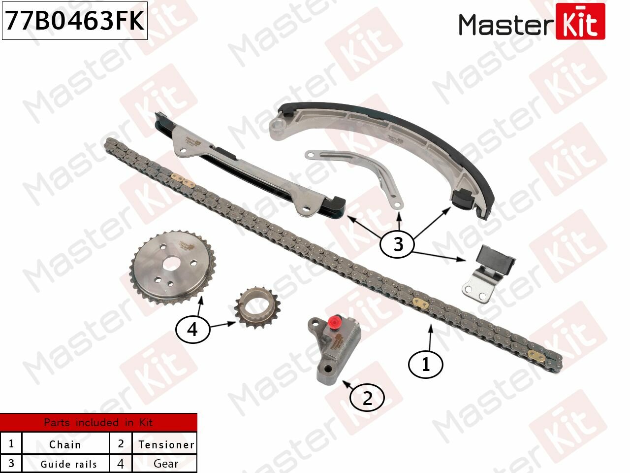 Комплект цепи ГРМ TOYOTA 3SZ-VE MasterKit 77B0463FK