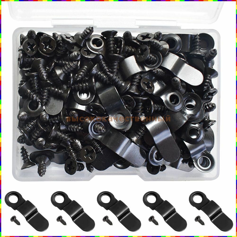 Черные металлические держатели для фото, 100 шт, для крепления фоторамок