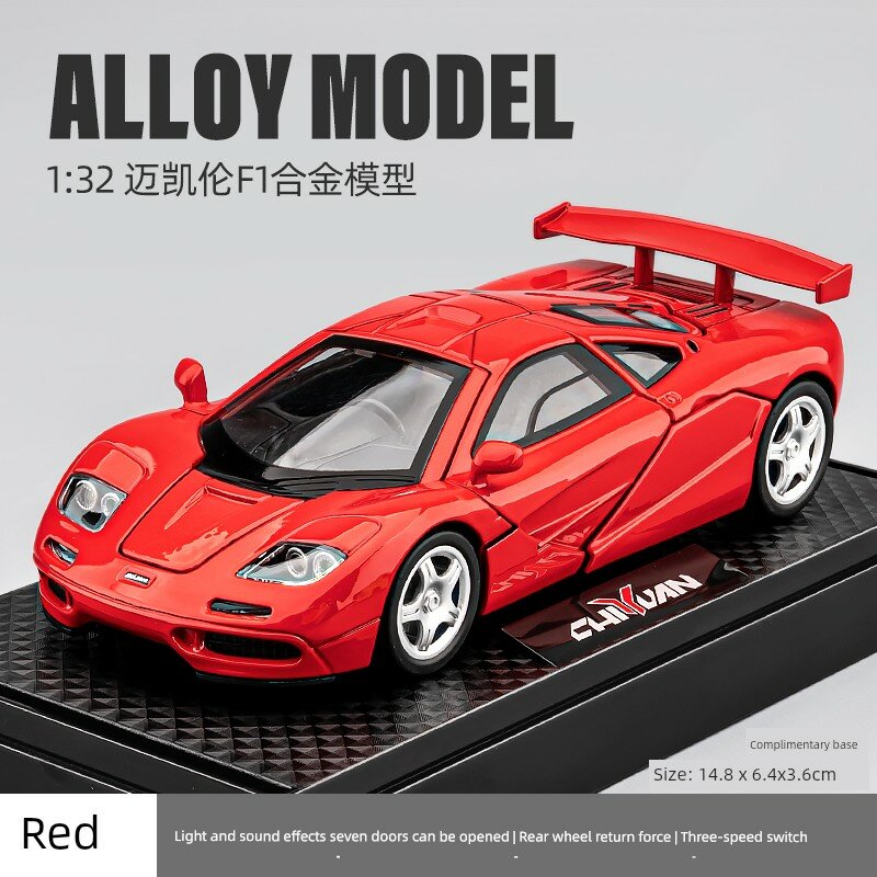 McLaren F1 GTR Алюминиевая модель автомобиля с подставкой, красный для коллекционеров JDM