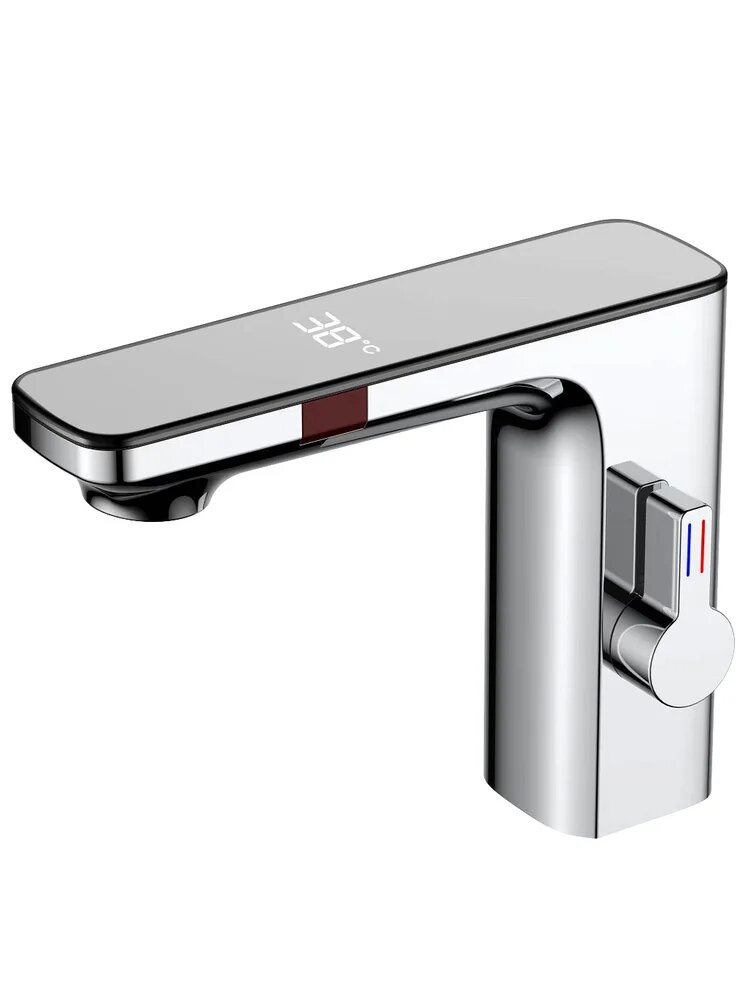 Смеситель для раковины SantiLine Photocell SL-9031 сенсорный, хром, глянцевый, кран для ванной в раковину, из латуни, с функцией экономии расхода, для инвалидов