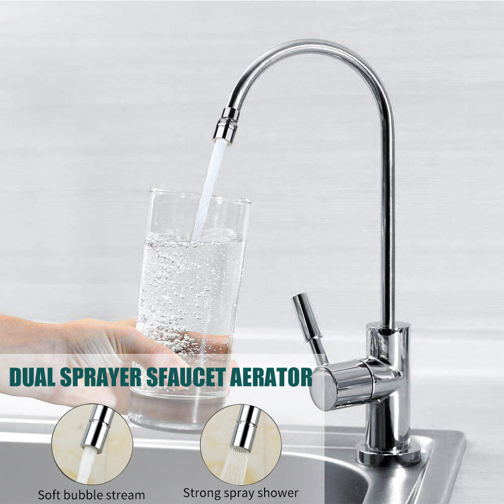 Крановый аэратор женский резьба 360 градусов поворотный двухрежимный для ванной и кухни латунный запчасть замена G1/2 серебристый круглый 8 МПа 80 ℃ пакет 5*5*5см вес 80г 1 шт