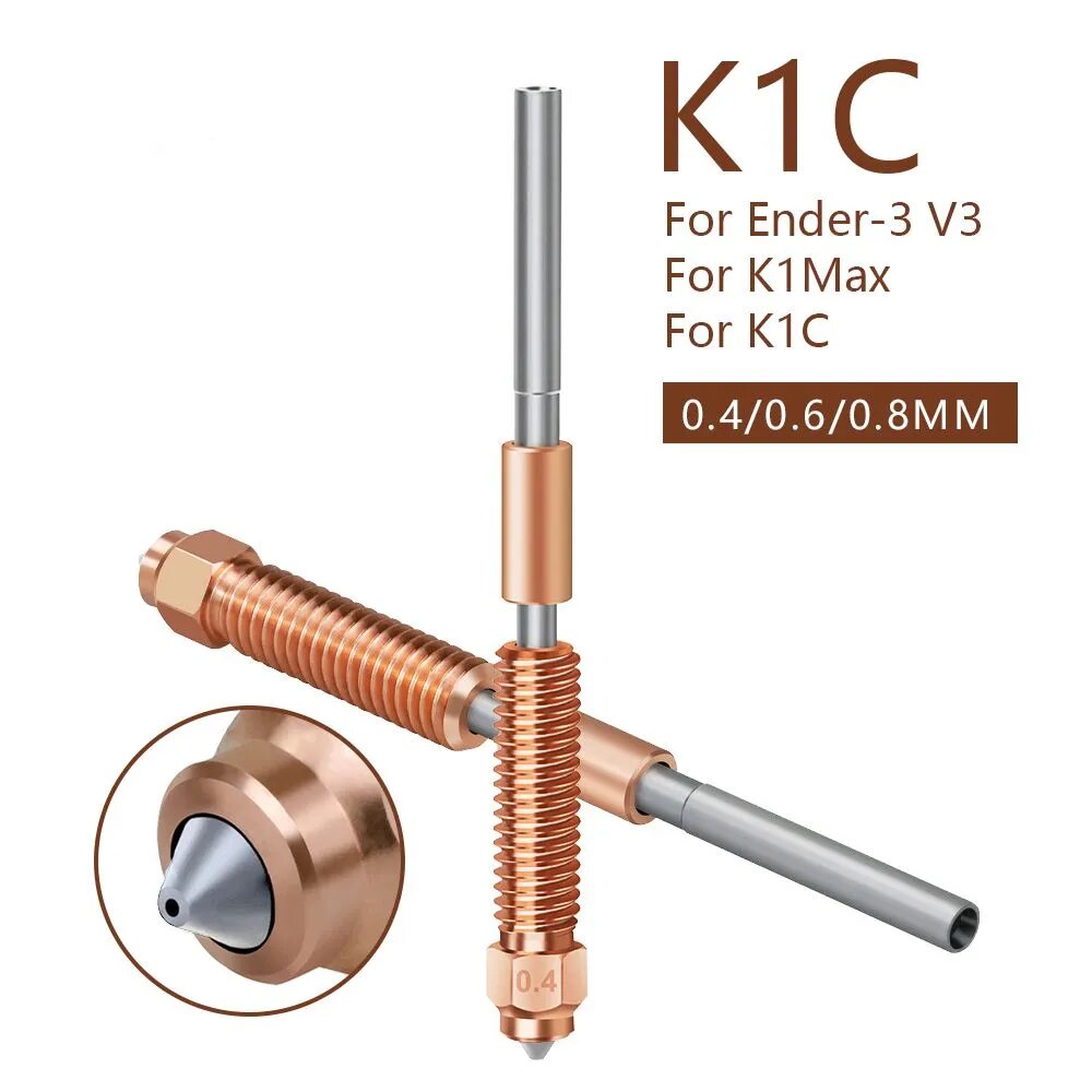 Cопло биметаллическое Unicorn для Creality K1C, K1 MAX, Ender 3 V3 , K1 , KE - 0.4мм . Быстросъемное сопло для 3d