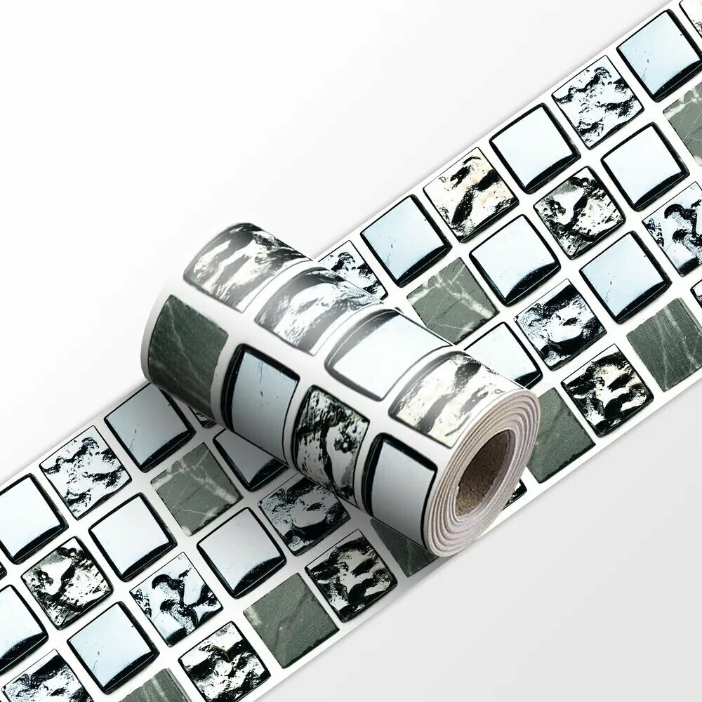 Самоклеящаяся водонепроницаемая лента для плинтуса Мозаика , ПВХ 0.25 мм, съемная, 4 размера на выбор