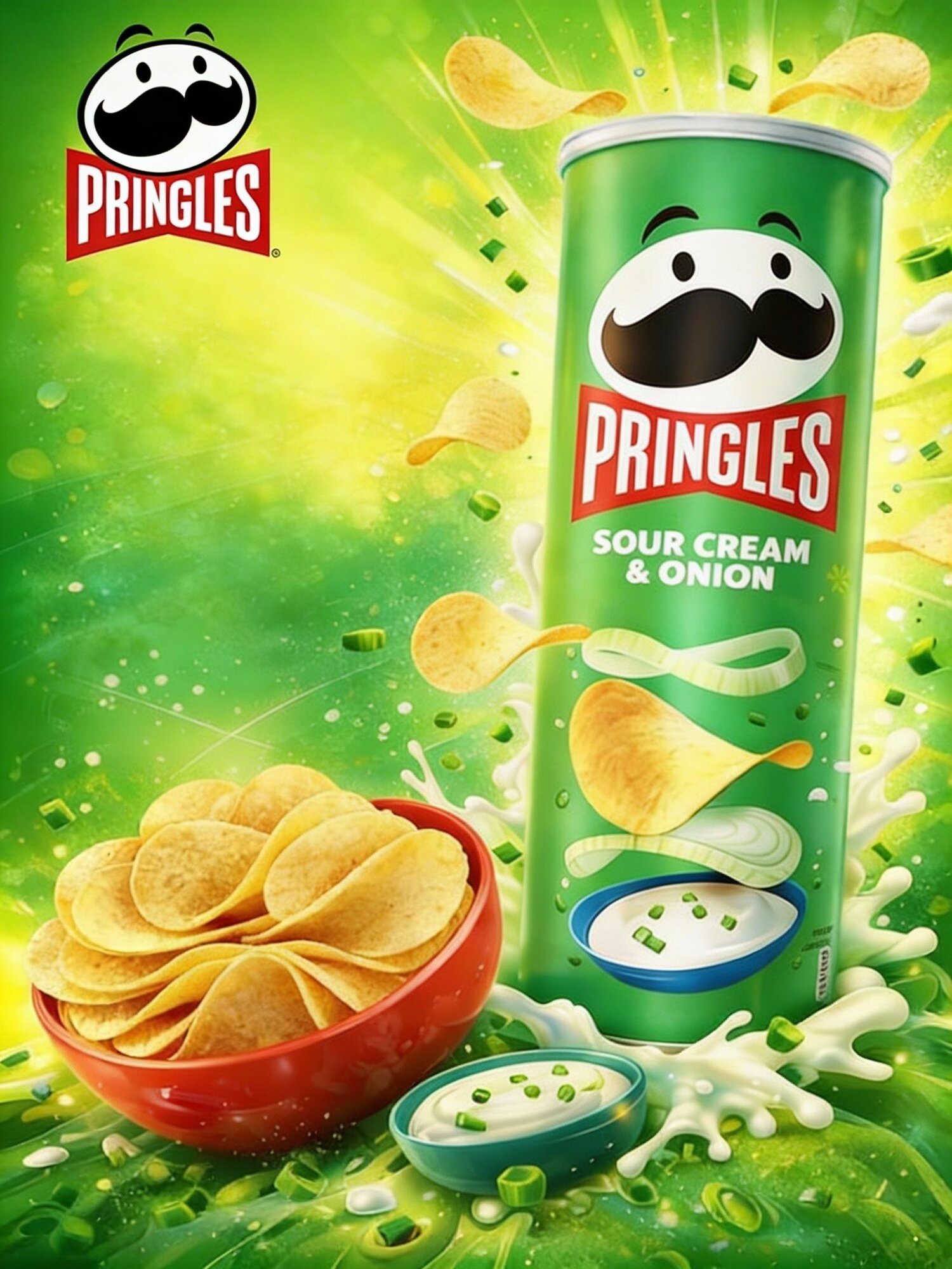 Чипсы Pringles "Сметана и лук", картофельные, максимальная температура хранения 20°С, 165 г