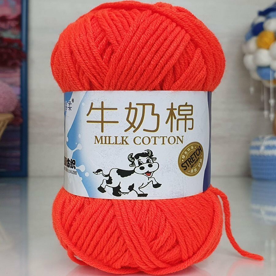 Пряжа M&h MILLK COTTON 049 оранжевый неон (10 мотков)