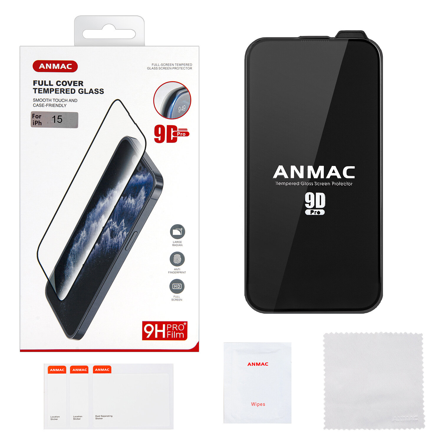 Защитное стекло iPh 15/iPh 16 9D ANMAC Арт.1137462