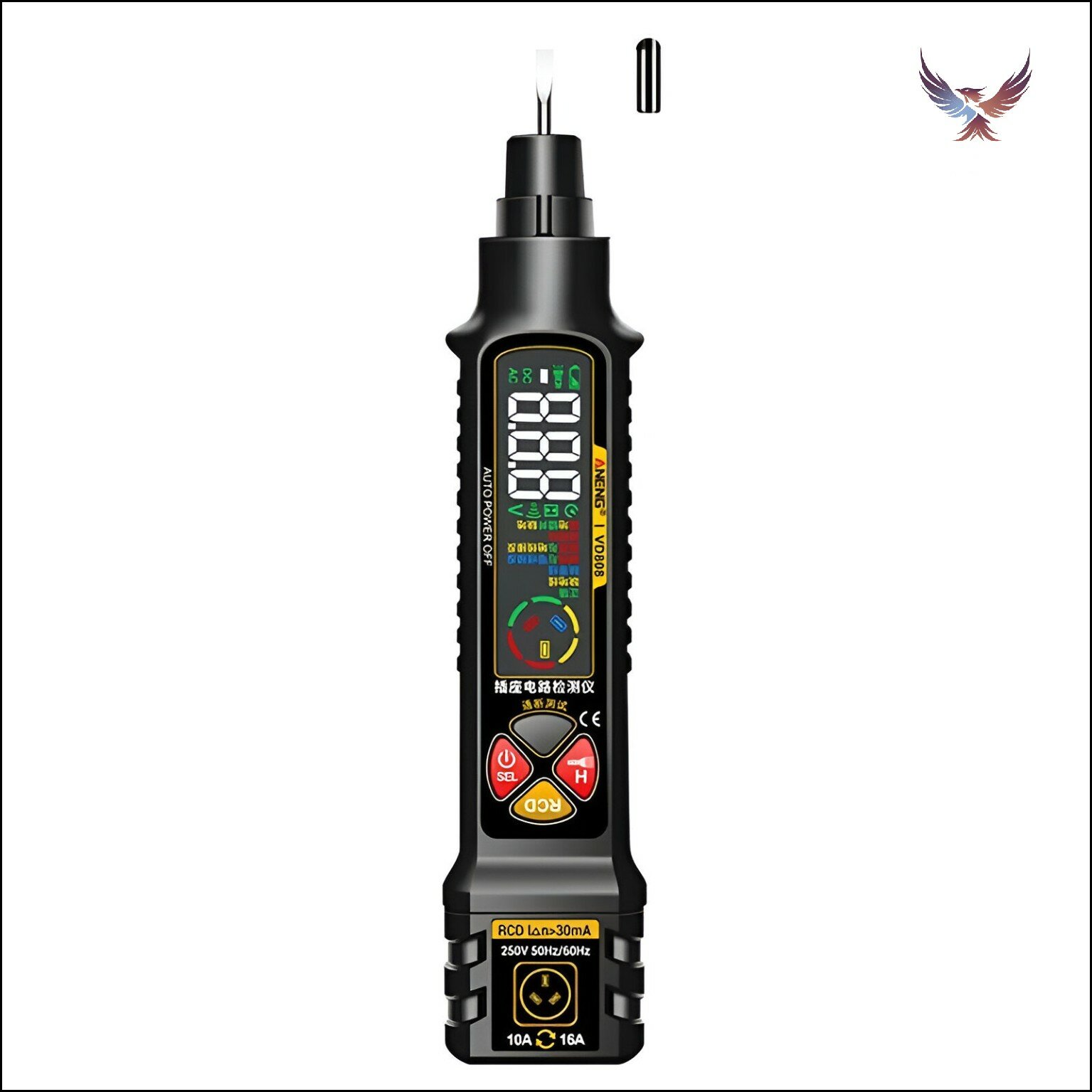 Тестер розеток Aneng VD808, измерение напряжения и утечек, подсветка, фонарик, ААА