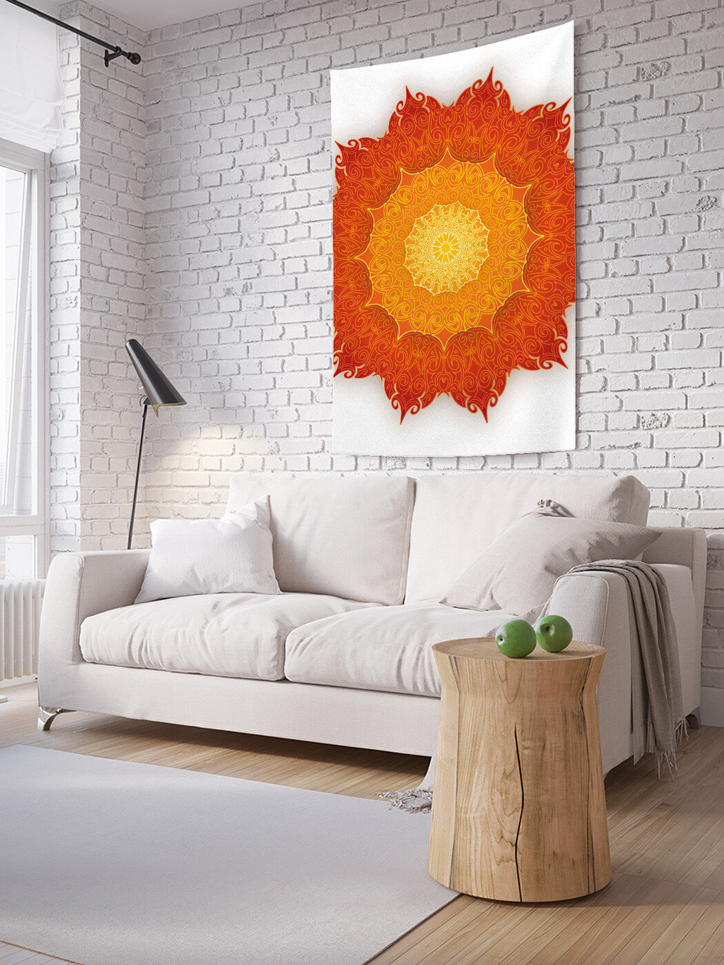 Фотопанно на стену тканевый вертикальный 150х200 "Декоративный винтаж мандалы" , JoyArty
