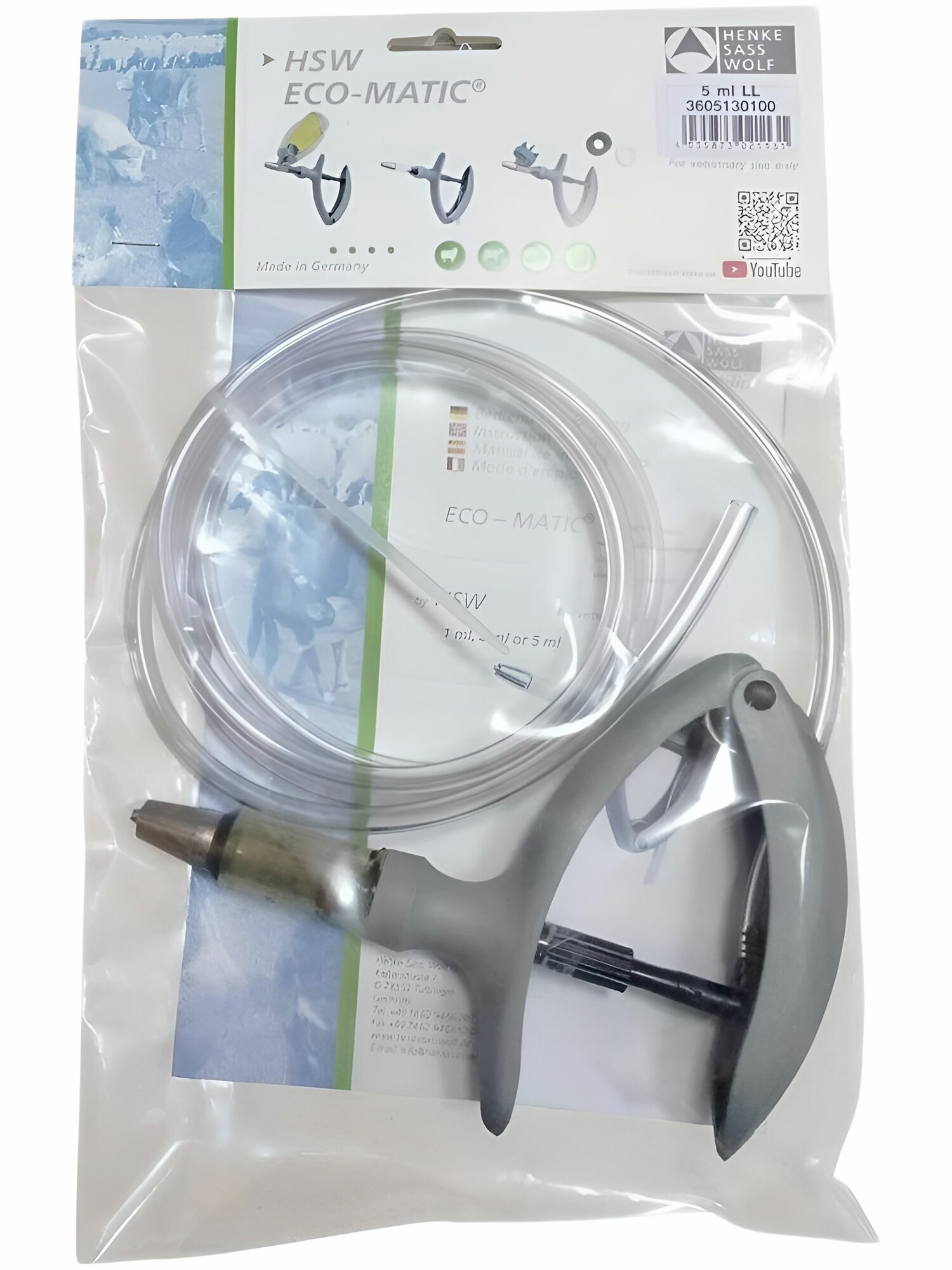 Шприц-вакцинатор HSW ECO-MATIC с трубкой, Луер-Лок 2 мл