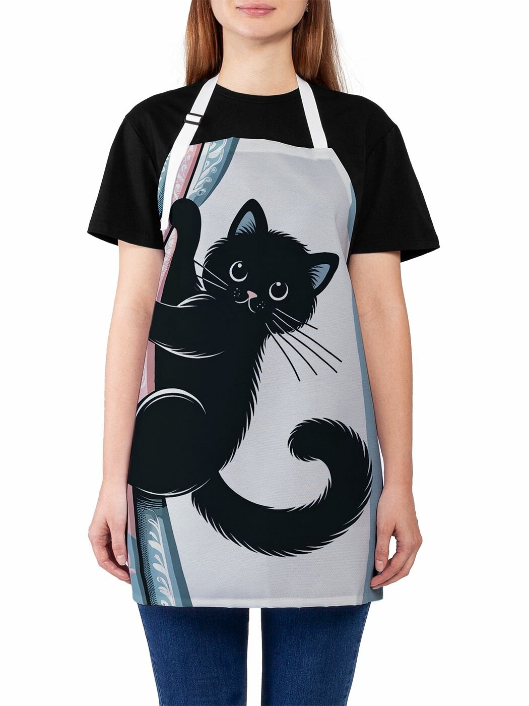 Фартук для кухни тканевый "Милый кот" / водоотталкивающий, универсальный размер , JoyArty