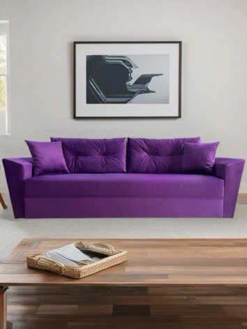 Диван-кровать "Амстердам" фиолетовый велюр Кабрио, механизм-Еврокнижка, 235 х 95 х 82 см