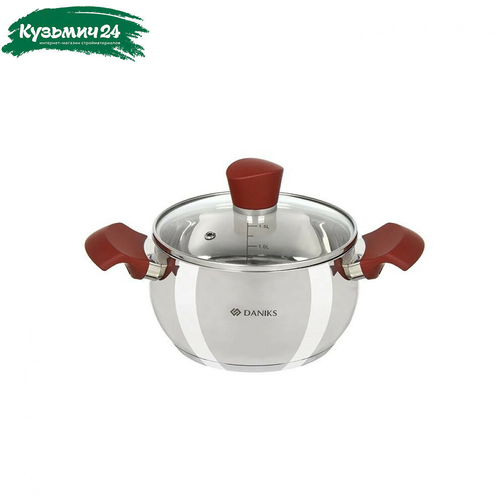 Кастрюля Daniks Орлея GS-01159P-16CA с крышкой, 1.9 л