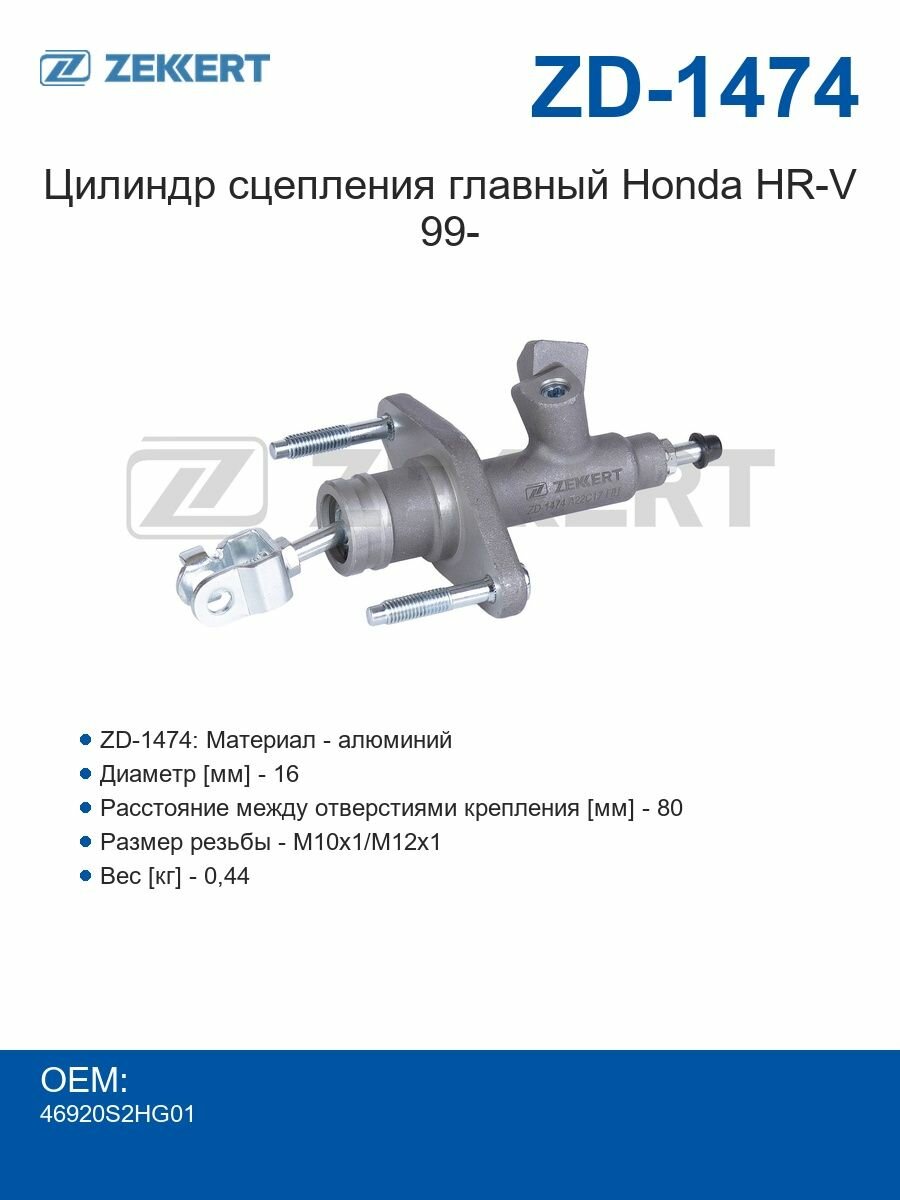 Zekkert Цилиндр сцепления главный Honda HR-V с 1999 года