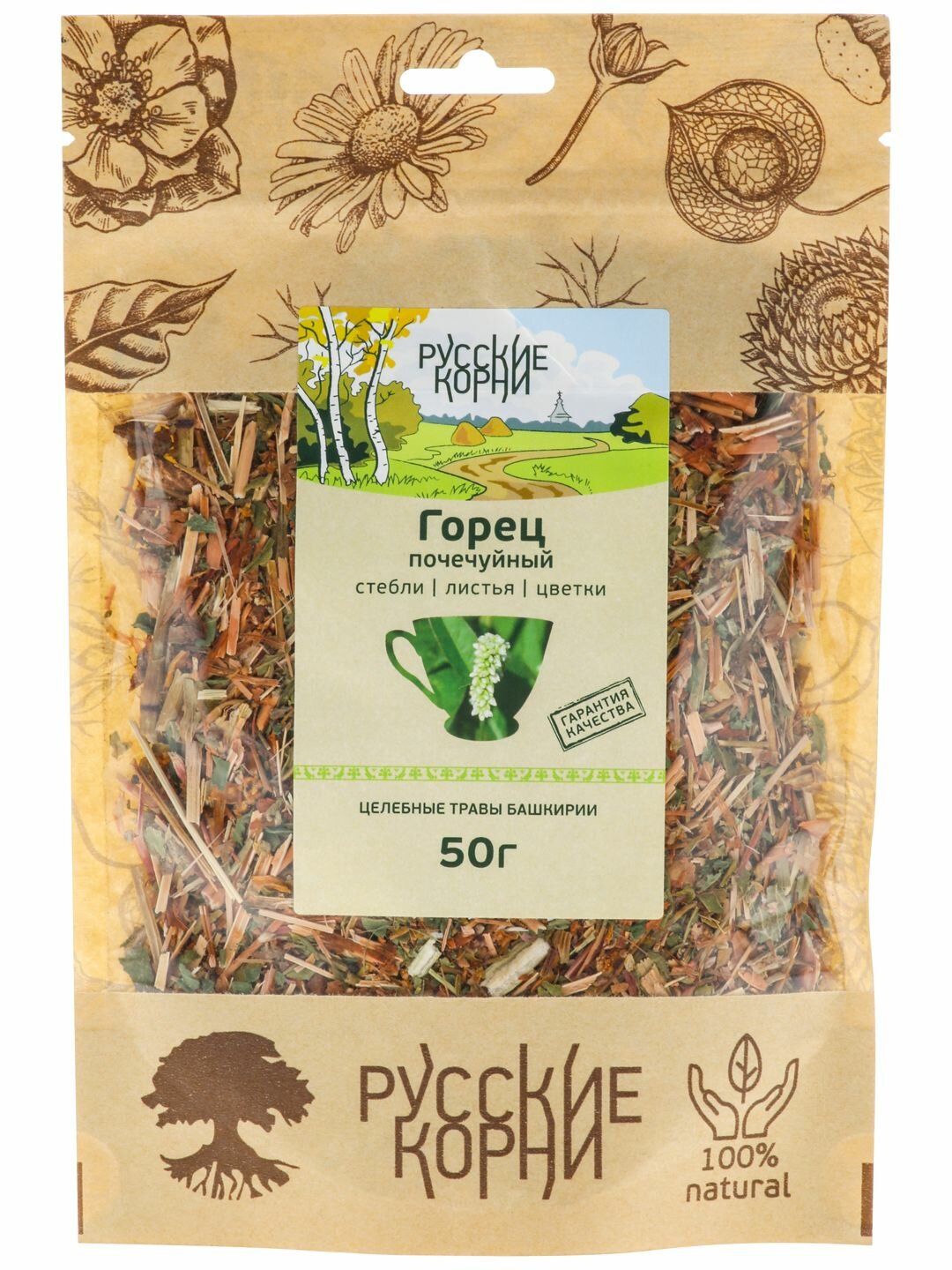 Русские Корни / Гречишный чай Горец Почечуйный Сбор трав от геморроя и запоров 50 г