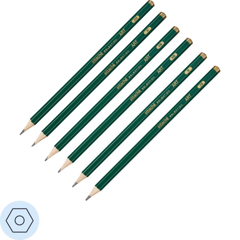 Набор чернографитных карандашей Art,2xHB, H, B,2H,2B,6шт/уп