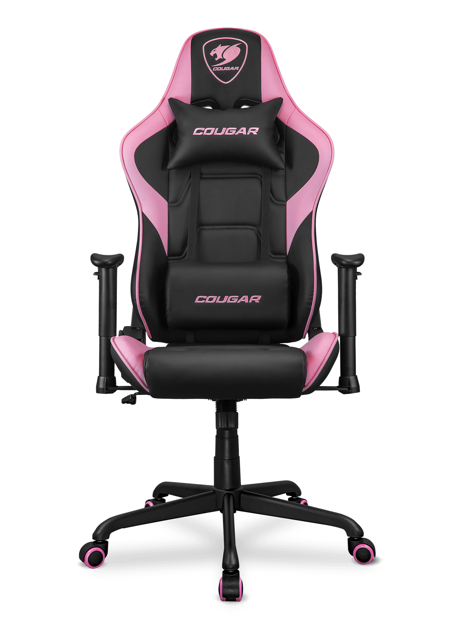 Кресло компьютерное игровое COUGAR Fortress Pink, экокожа, черный/розовый
