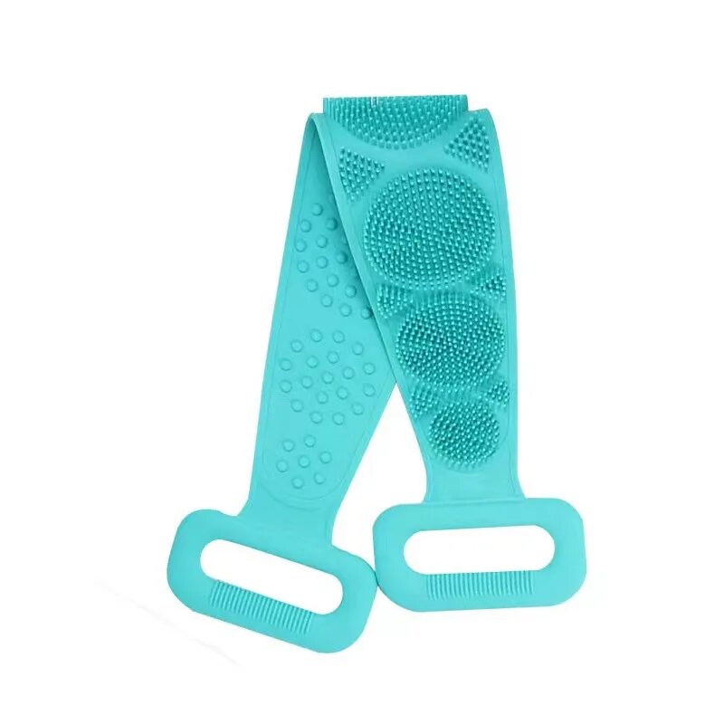 Силиконовая массажная щетка для душа с полотенцем, синяя Green 1pcs
