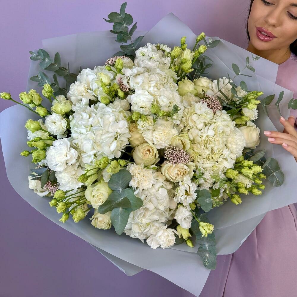 Букет Премиум "Волшебство" XL, шикарный, стильный белоснежный букет