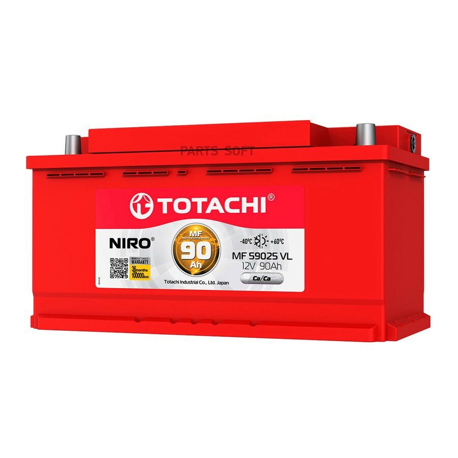 АКБ TOTACHI NIRO MF 59025 VL 90а/ч поляр. прямая 1 (JIS R) от официального дистрибьютора, TOTACHI, артикул 90390