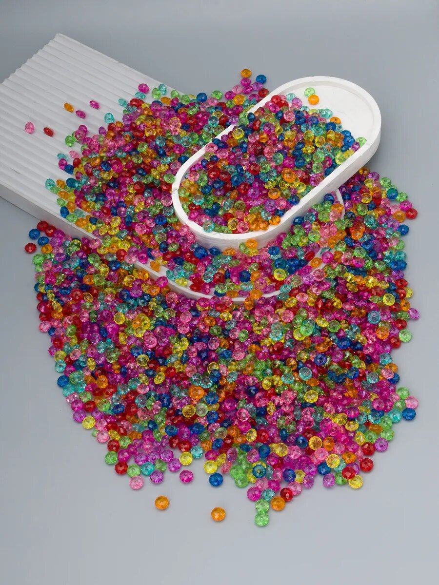 Бусины для рукоделия, пластиковые, акрил, микс цвета, гранёные рондели, 8 мм, 500 г, Astra&Craft