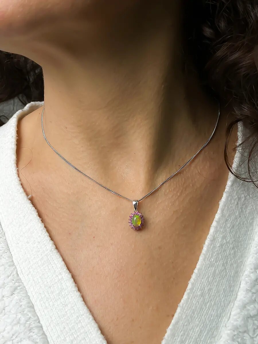 Подвеска, серебро, 925 проба, опал, сапфир