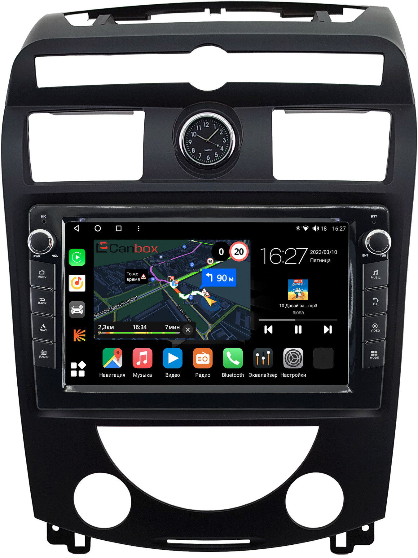 Штатная магнитола Canbox M-Line 7825-10-3540 SsangYong Rexton 2 2006-2012 (с часами) Android 10 (4G-SIM, 2/32, DSP, QLed) С крутилками