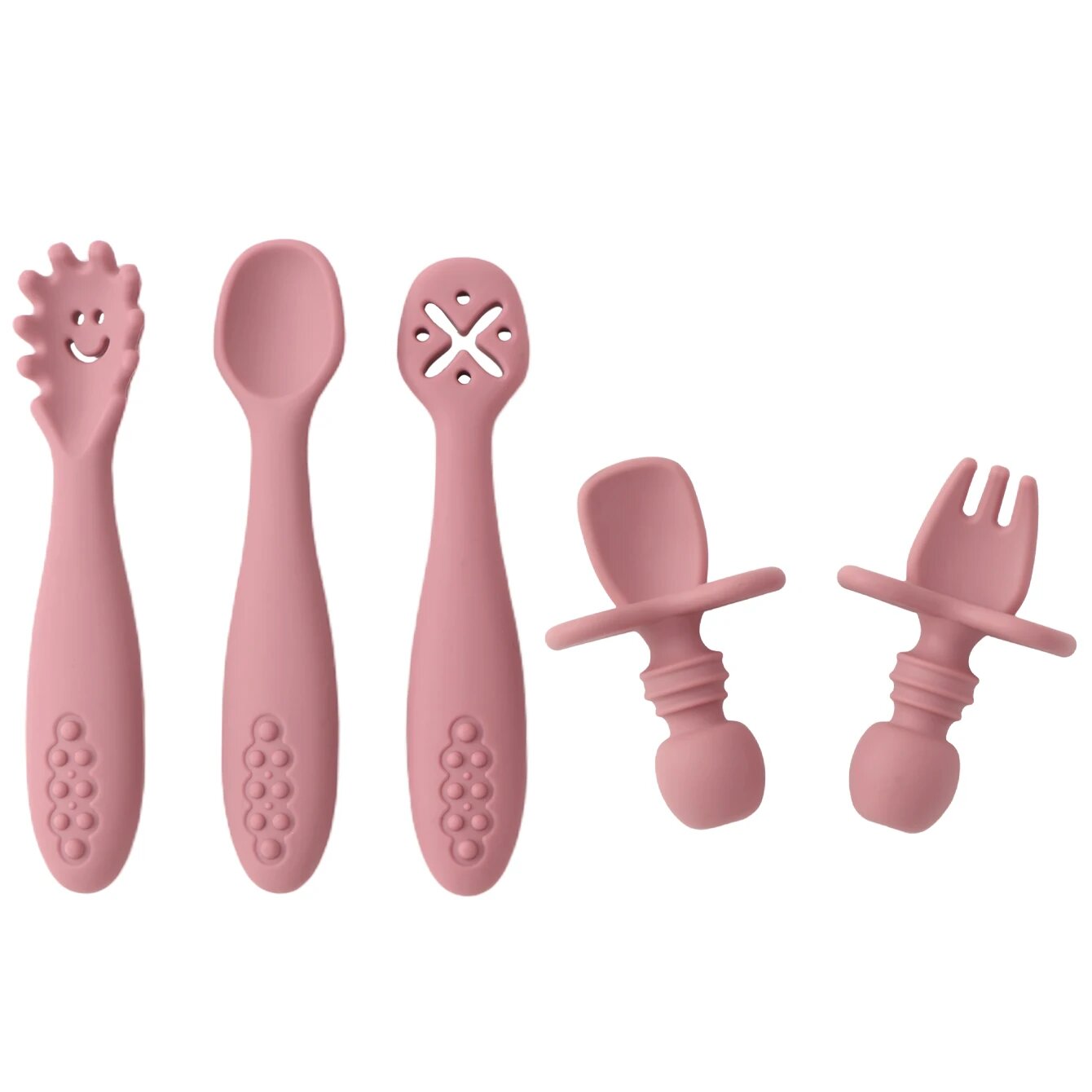 Детские силиконовые ложки, 5 шт, Color Kids Розовый, 10-powder-rose