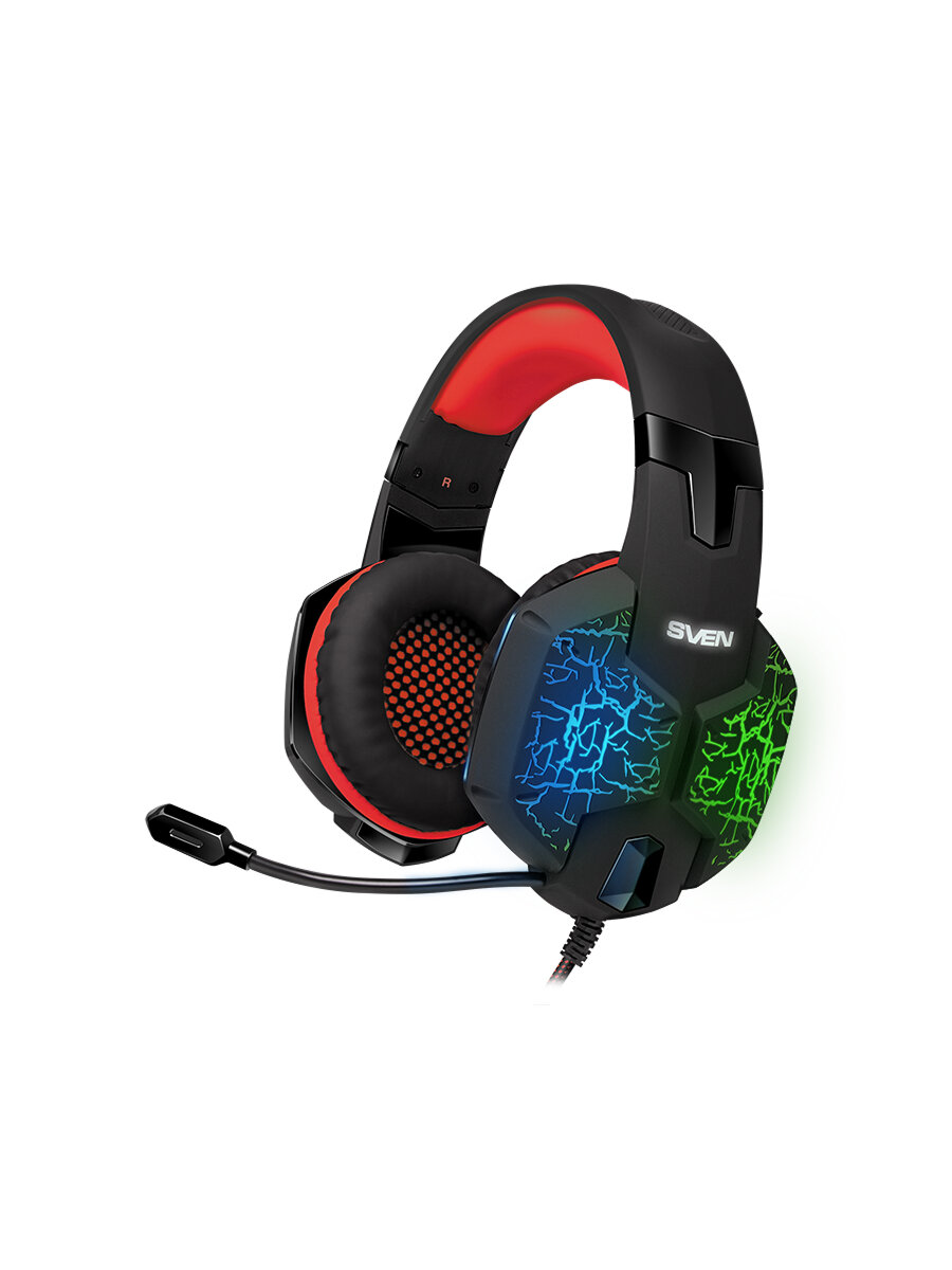 Гарнитура игровая проводная SVEN AP-U988MV black/red (LED, USB, кабель 2.2м) (SV-014780)