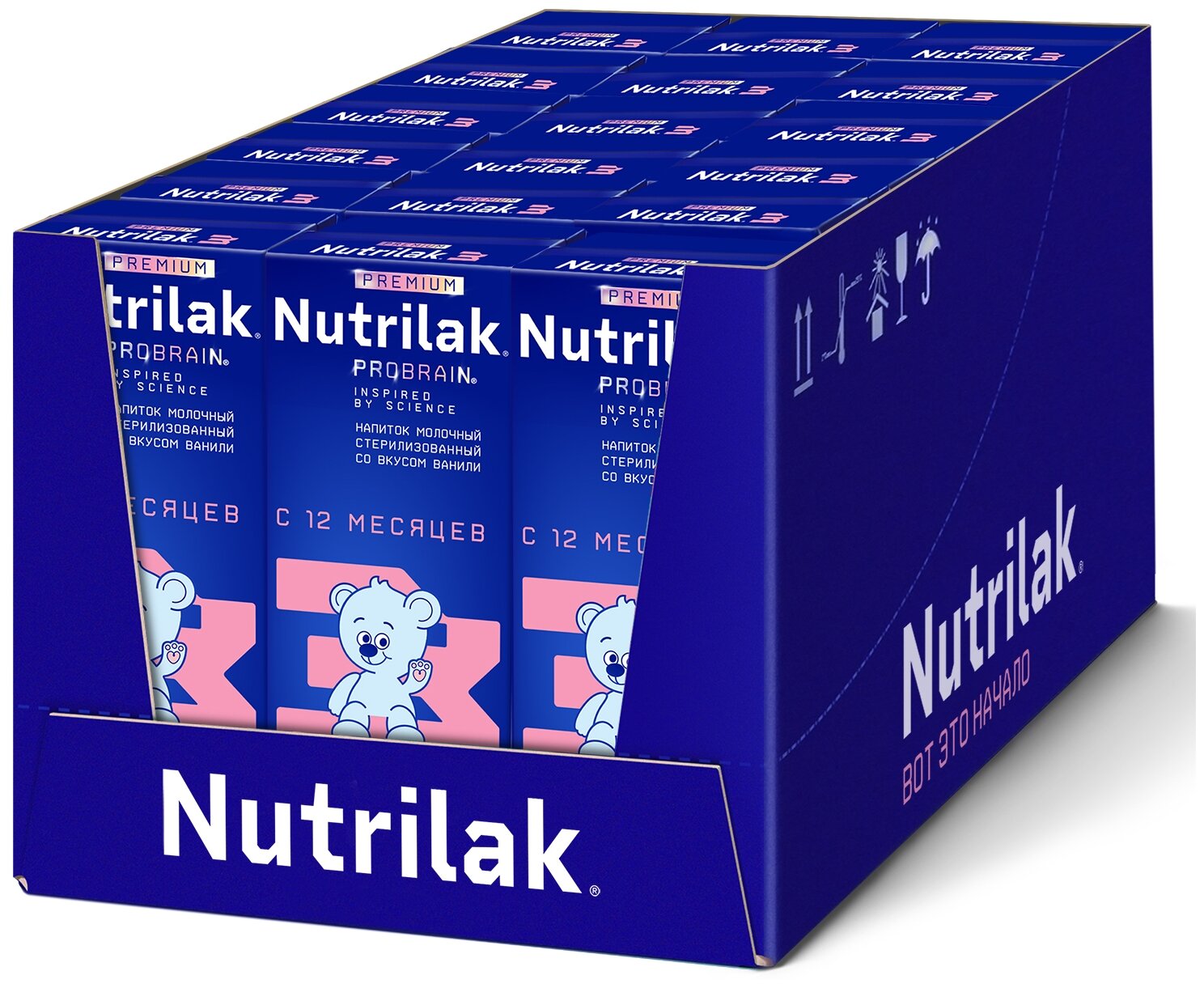 Детское молочко Nutrilak Premium 3 готовое, с 12 месяцев, 200млх18шт