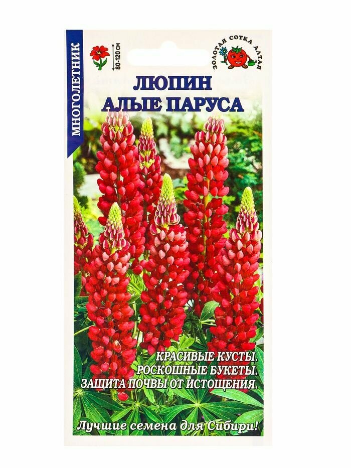 Семена Люпин Алые Паруса , 0.3 г, многолетний, Золотая Сотка Алтая