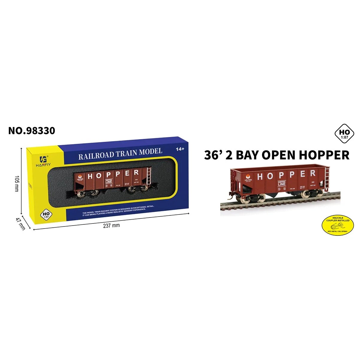 Желтый 36' 2 Bay Open Hopper HO 98330