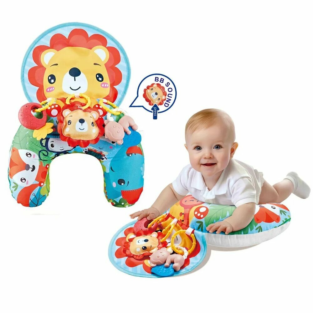 Подушка для выкладывания на животик Tummy Time, развивающий коврик для тренировки мышц шеи и спины новорожденного с игрушками