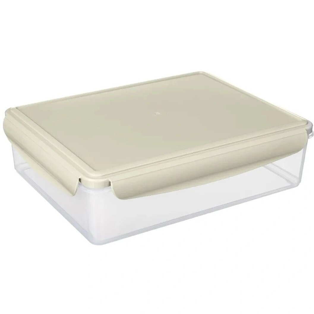 Контейнер для еды прямоугольный 3,7л с герметичной крышкой «Smart lock», светло-серый, для хранения и разогрева