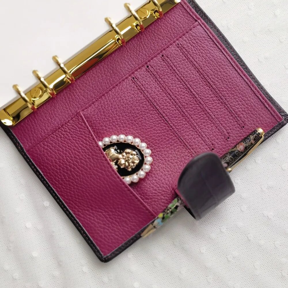 Блокнот A6 JILLARGEAN кожаный, Black and Rose red