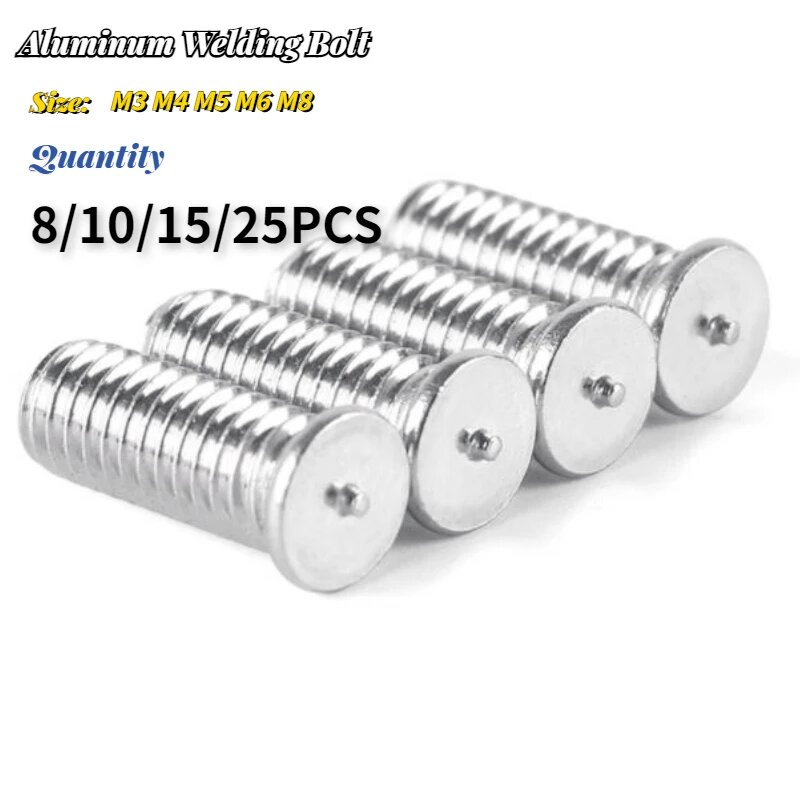 Алюминиевые сварочные болты KQ0011, М3-М8, 6-50 мм, 8/10/15/25 шт 20mm, M8 8pcs