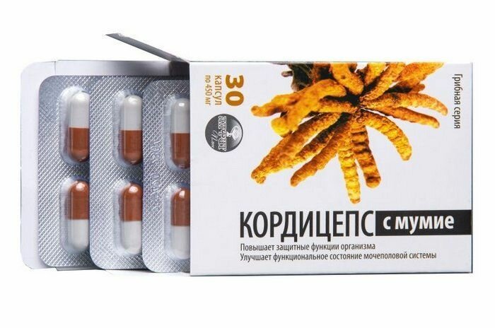 Биологически активная добавка Алфит Плюс кордицепс с мумиё, 30 капсул массой 450 мг