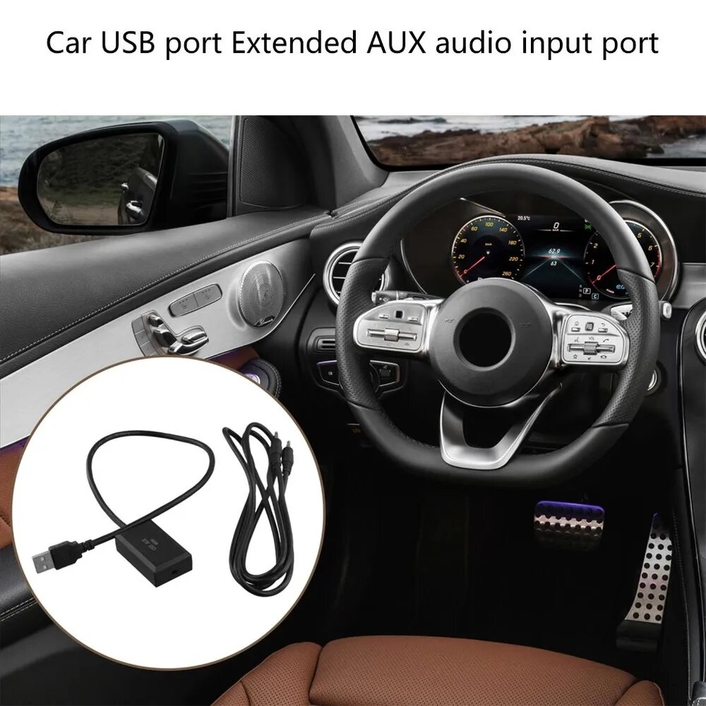 USB AUX адаптер для автомобиля, разветвитель, пластик, разноцветный, для автомагнитолы — фото 1