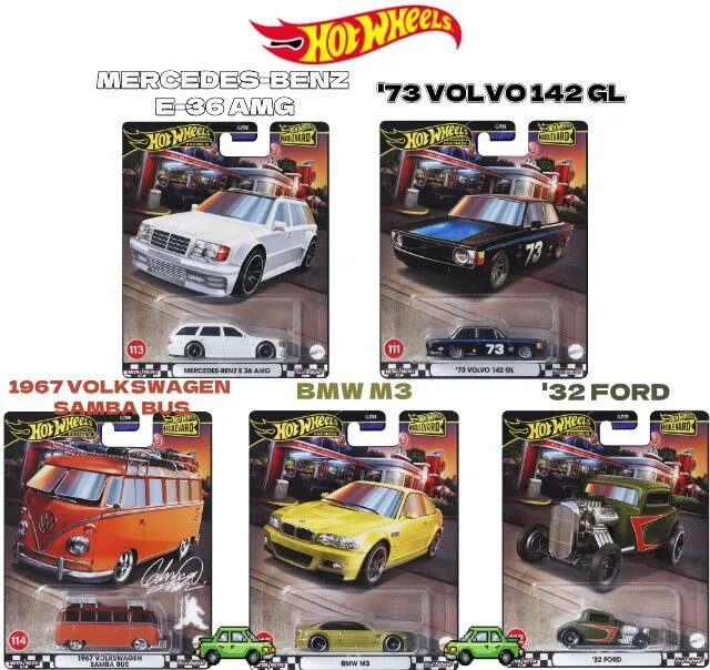 Набор Hot Wheels Premium Boulevard 2023 1:64 5 коллекционных авто Porsche 935, BMW M5, и другие Литые модели с резиновыми шинами