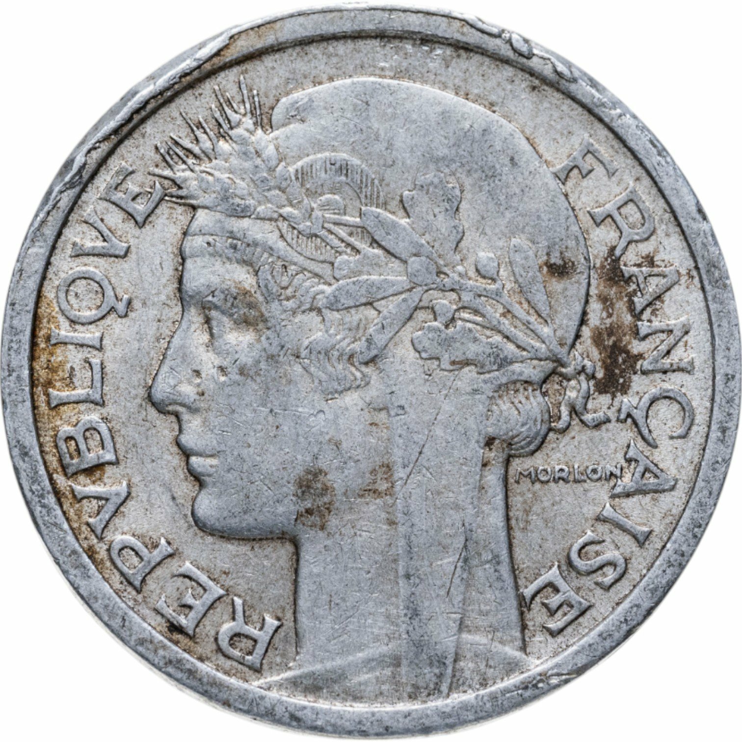 Франция 1 франк 1948, Алюминий, в сохранности VF-XF