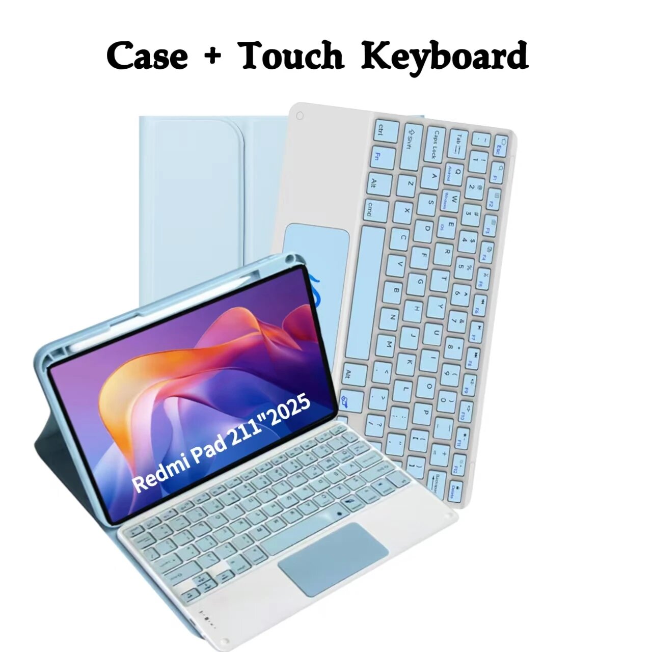 Чехол-клавиатура HUAIBX для Redmi Pad 2 11" sky Blue 3, Russian