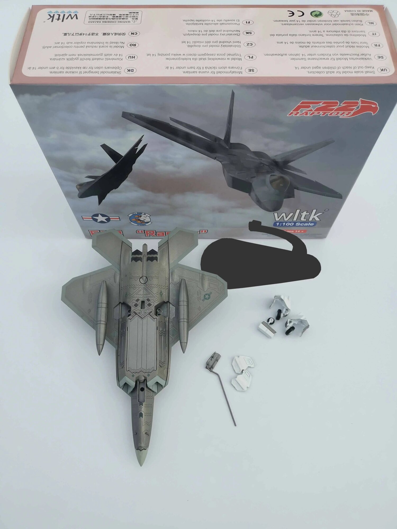 Модель самолета F-22 Raptor 1:100 из металла Кофе