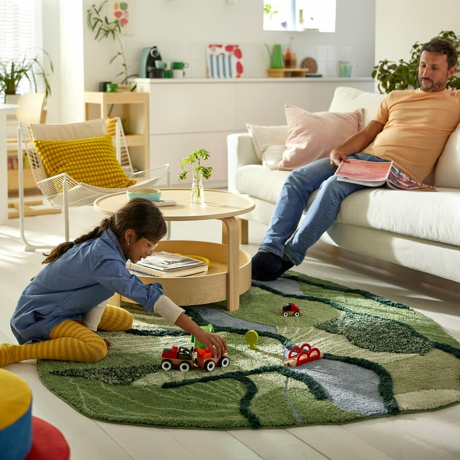 Ковер с длинным ворсом IKEA GREJSIMOJS, зеленый, 153х215 см 006.020.01