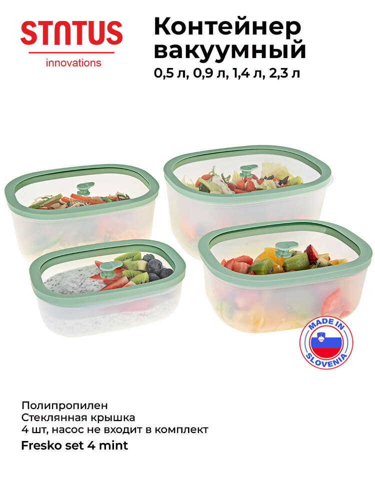 Набор вакуумных контейнеров STATUS Fresko set 4 mint