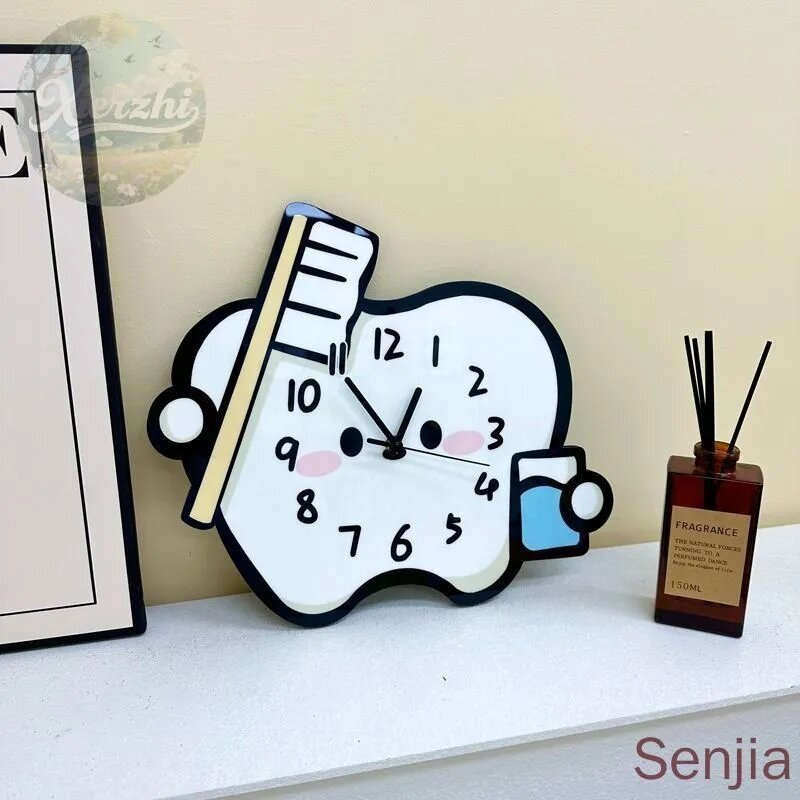 Настенные часы в виде зуба для детской комнаты 31 см бесшумный механизм