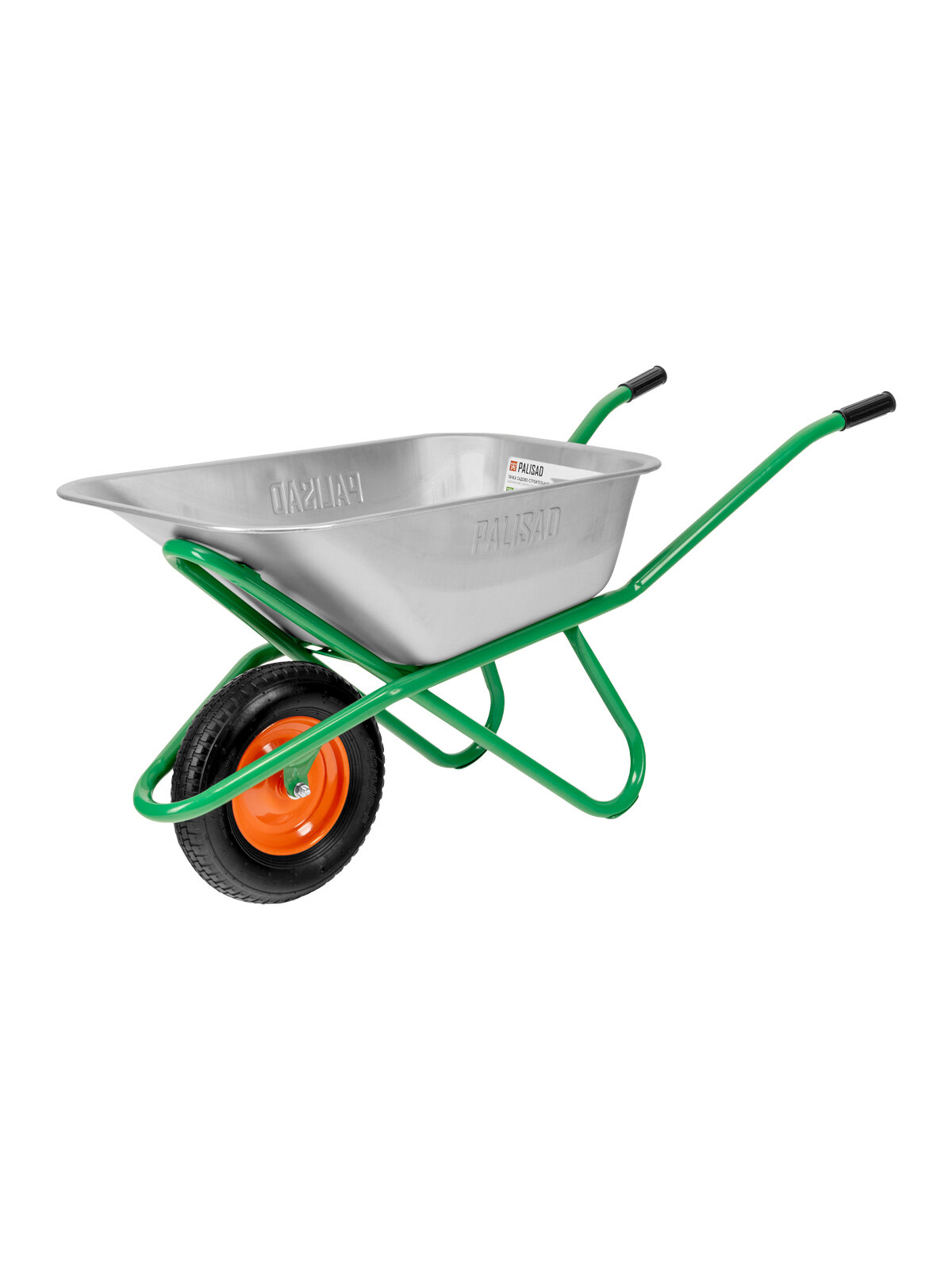 Тачка садовая строительная Palisad, усиленная, 200 кг / 120 л, стальное оцинкованное корыто, 68918