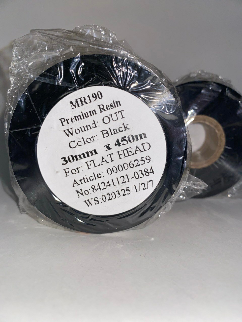 Риббон 30мм х 450м Черный Resin Premium MR190, вт. 1" Out, 1 рулон