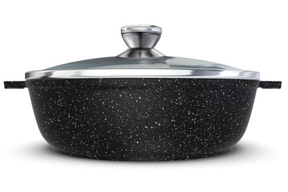Жаровня литая 4л с крышкой индукционная Гранит, антипригарная, Нева Металл Посуда